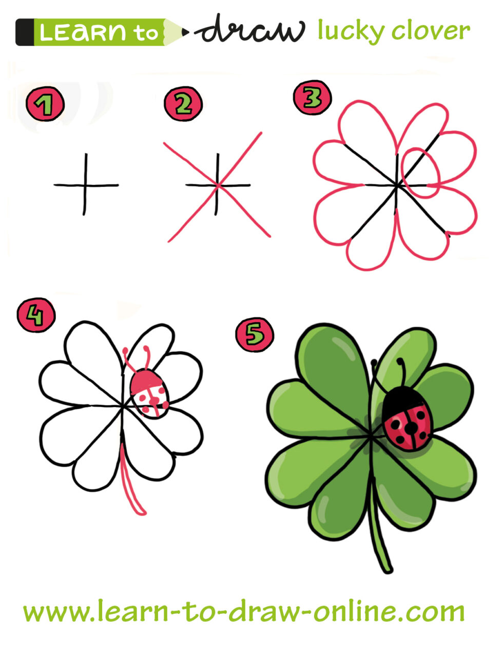 Learn to draw a lucky clover - quick and easy - Learn to Draw online